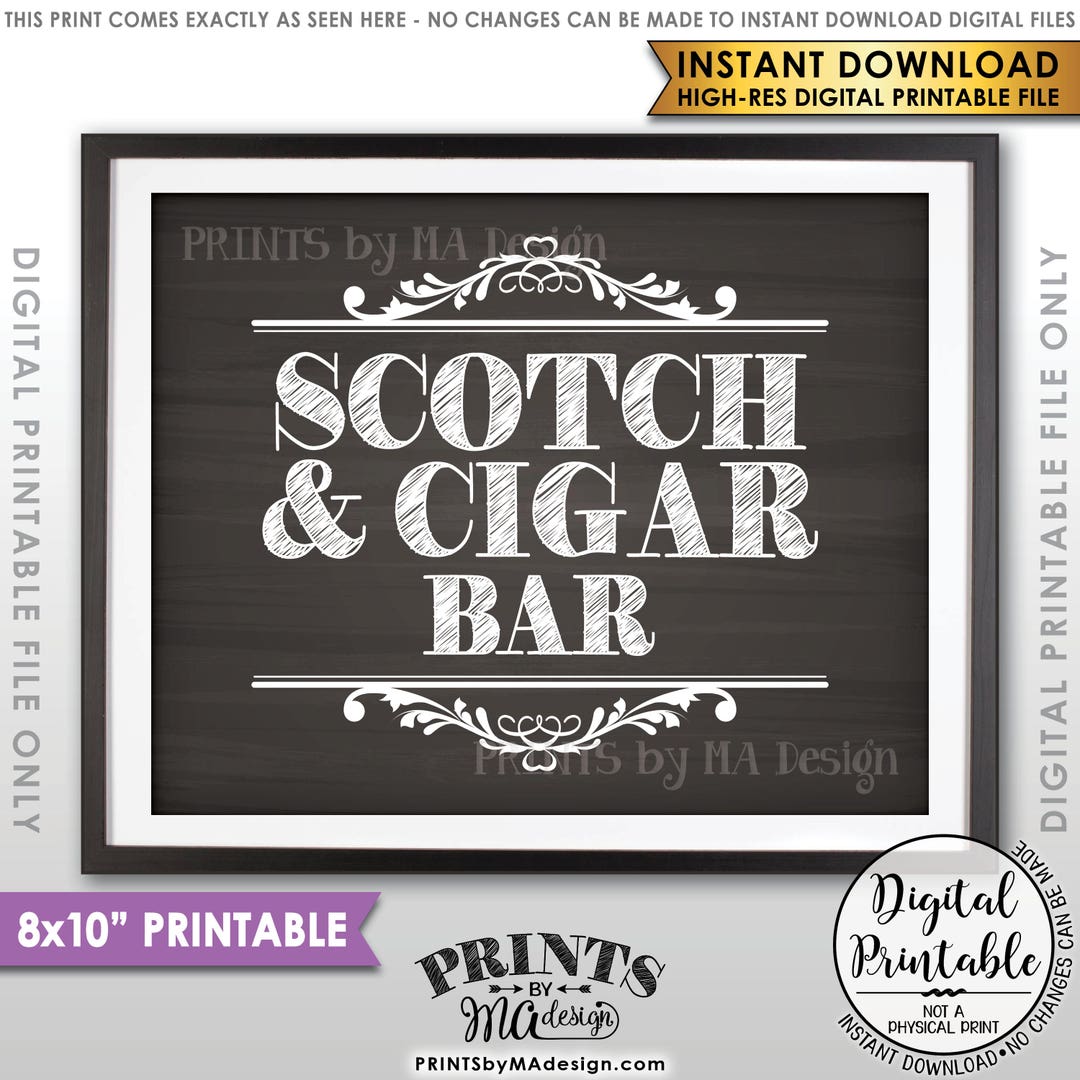 Scotch and Cigar Bar Sign, Scotch & Cigar Sign, Scotch Sign, Birthday ...