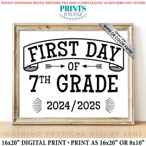 First Day of School Sign, Seventh Grader, Starting 7th Grade, 2024-2025 ...