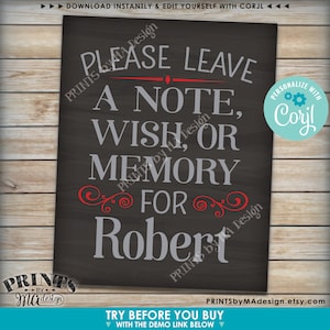 Please Leave a Note Wish or Memory Sign, Write a Message Sign ...