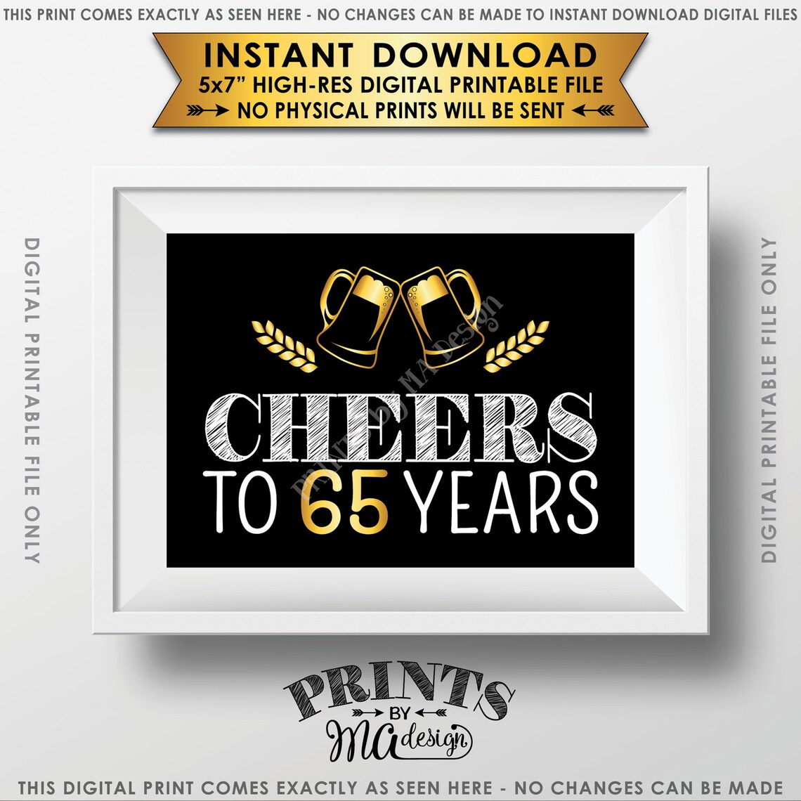 Cheers to 65 Years Birthday Party Decor, 65th B-day, 65th Birthday ...
