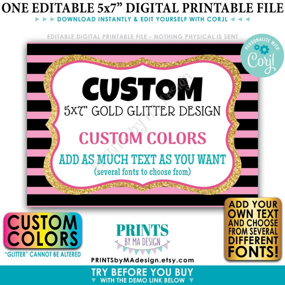 Design a Custom Sign Choose Your Text and Colors Gold | Etsy