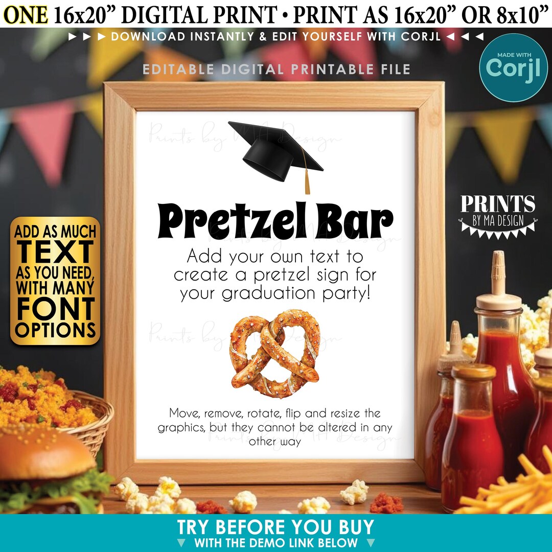 Editable Graduation Pretzel Sign, Pretzel Bar, Graduation Party Food ...