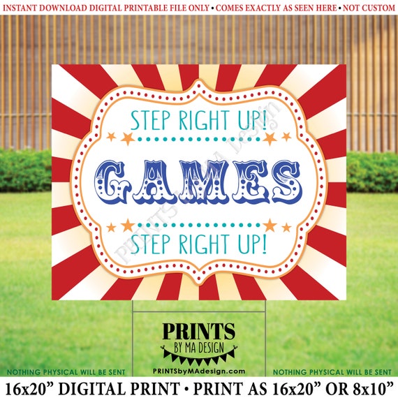 Carnival Games Sign Step Right Up Birthday Party Activities - Etsy