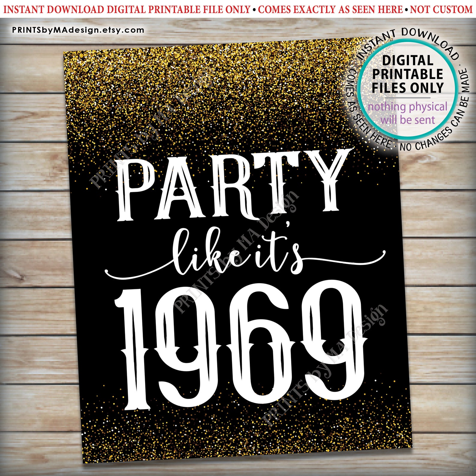 Party Like It's 1969 Birthday Party Sign 1969 Reunion | Etsy