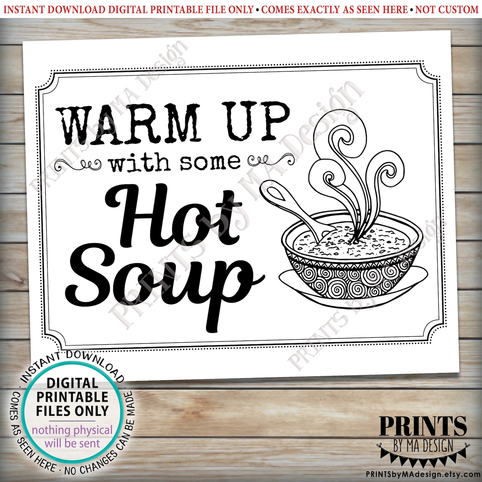 Warm up With Some Hot Soup Sign, Soup Station, Soup Bar, Soup Buffet ...