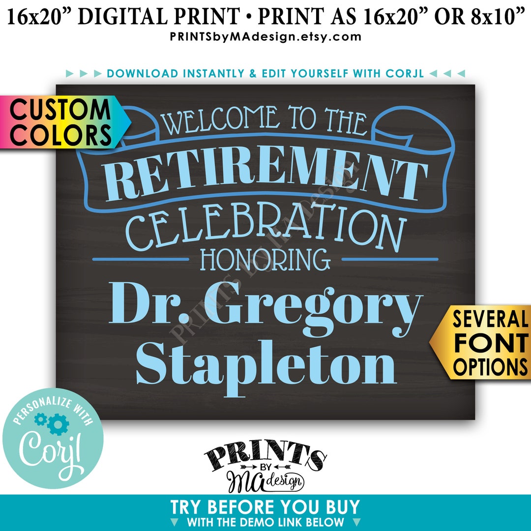 Welcome to the Retirement Celebration, Retirement Party Sign, PRINTABLE ...