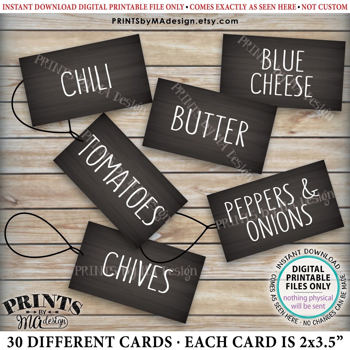Baked Potato Bar Labels, Mini Menu Toppings Signs, PRINTABLE 8.5x11 ...