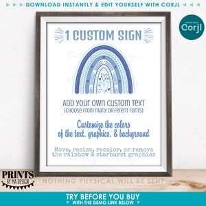 Editable Rainbow Sign, Choose Your Text, Boho Rainbow Decor, One Custom ...