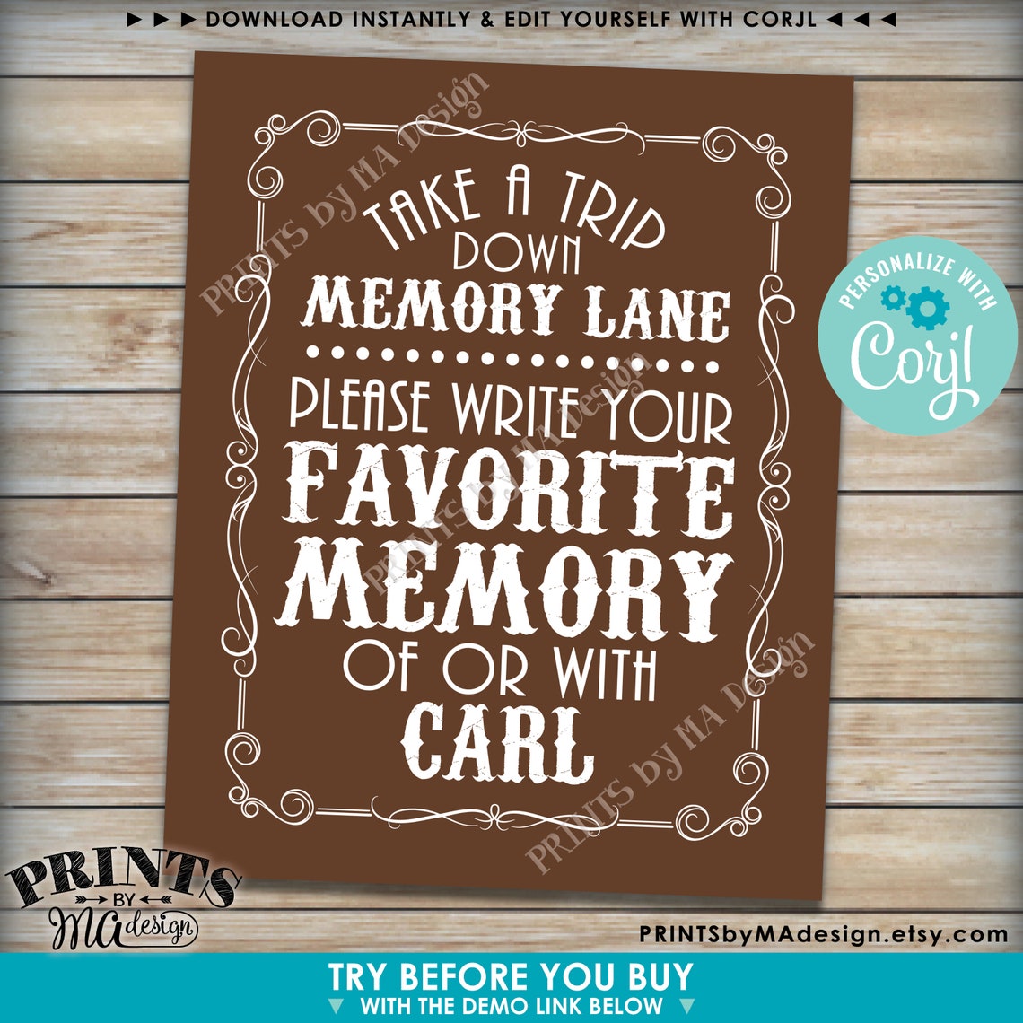 Memory Sign Take a Trip Down Memory Lane & Share a Favorite | Etsy