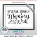 Share a Memory or a Wish Sign, Write a Memory, Share Memories, Birthday ...