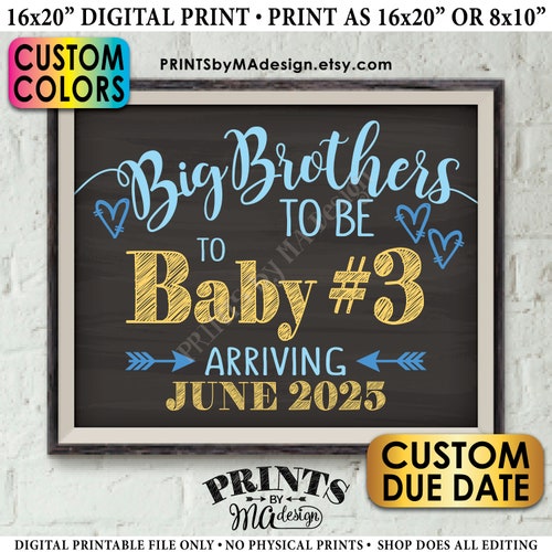 Baby Number 3 Pregnancy Announcement PRINTABLE 8x10/16x20 - Etsy