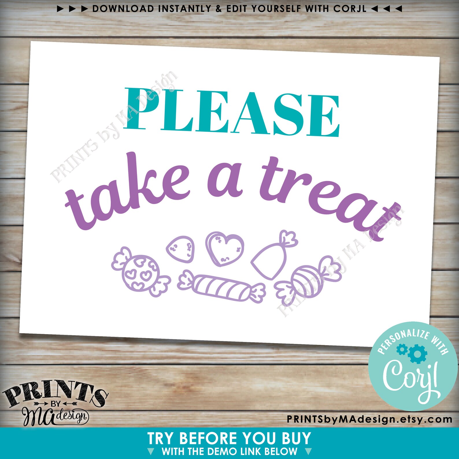 Editable Candy Sign Custom Candy Display All Text Can Be - Etsy
