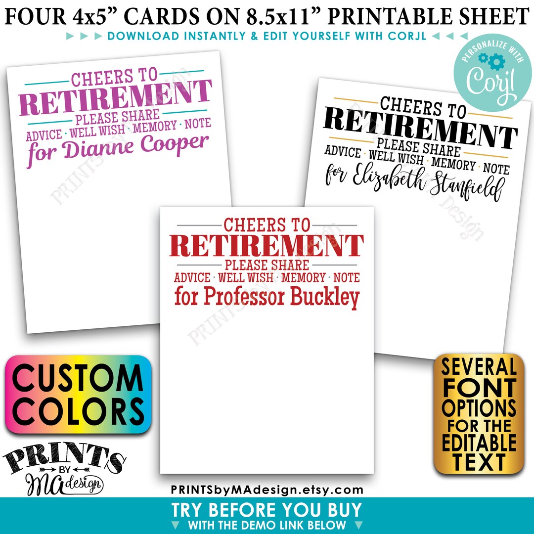 Cheers to Retirement Well Wishes Card, Retirement Party Memory Advice ...