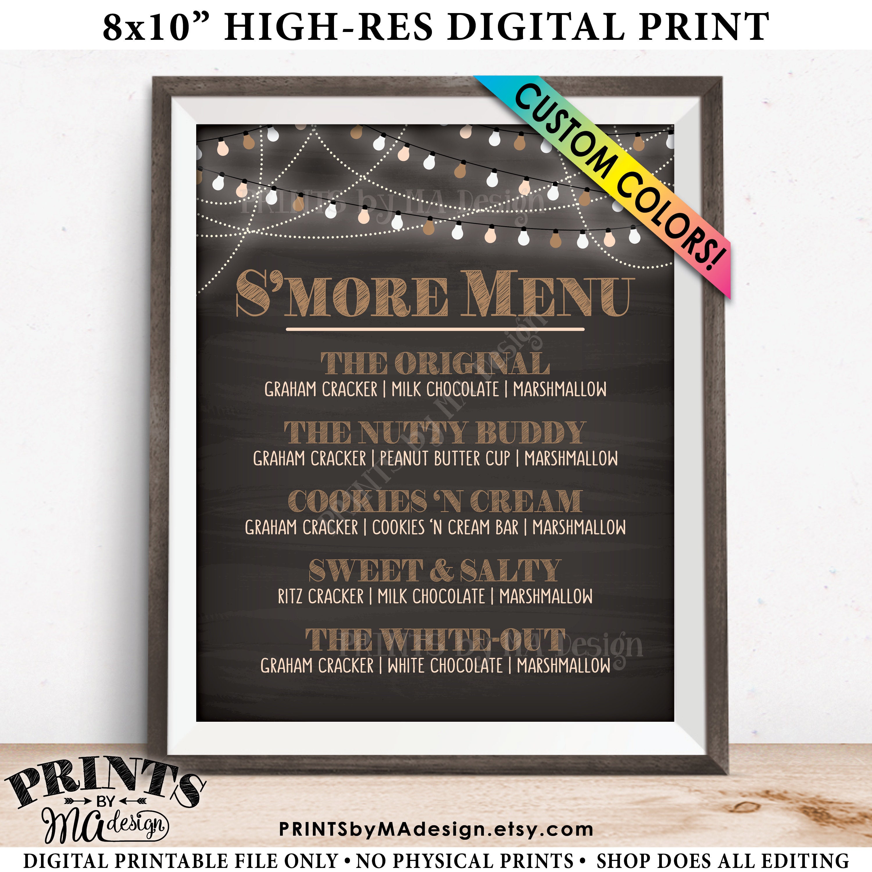 S'more Menu Sign, Wedding S'mores, Make a S'more Bar, Smores Bar ...