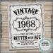 1968 Birthday Sign, Better With Age Vintage Birthday Poster Aged to ...