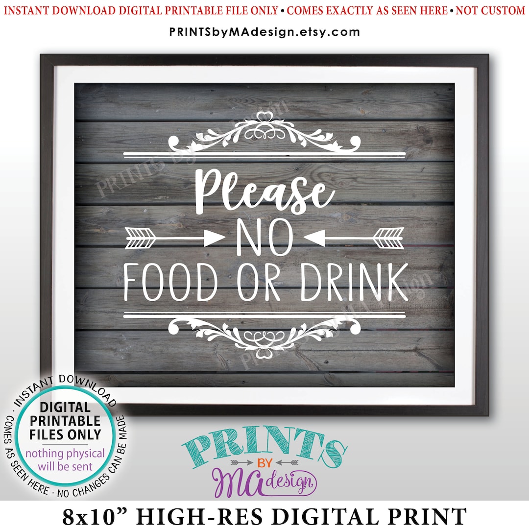 Please No Food or Drink Sign, No Food Sign, Keep Food Out, Rules for ...