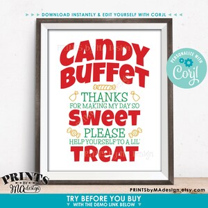 Candy Buffet Sign, Thanks for Making My Day so Sweet, Help Yourself to ...