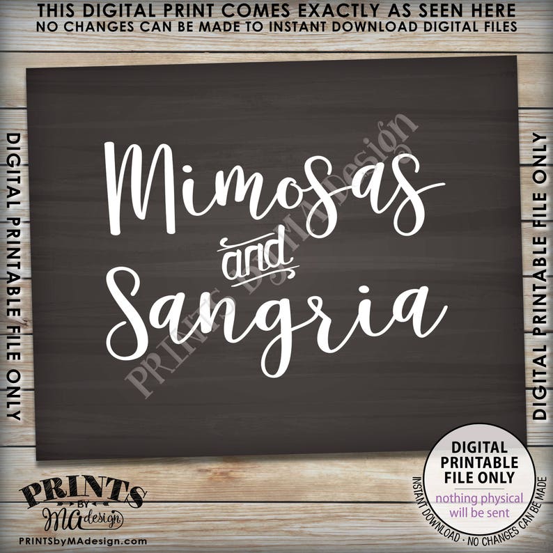Mimosas and Sangria Mimosa Sign Sangria Sign Beverage - Etsy