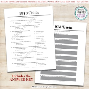 1973 Party Games, Back in the Year 1973 Trivia, Flashback to '73 Games ...