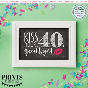 50th Birthday Sign, Kiss Your 40s Goodbye, Funny 50th Candy Bar Sign ...