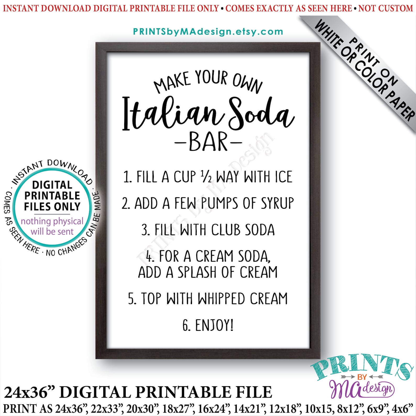 Italian Soda Bar Sign, Make Your Own Italian Soda Sign, Graduation ...