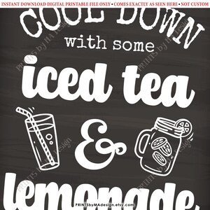 Iced Tea and Lemonade Sign, Cool Down With Some Cold Beverages ...
