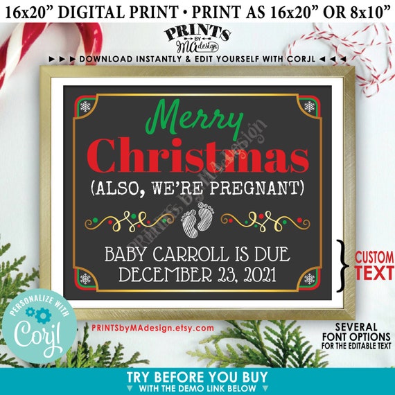 We're Expecting Sign Baby Announcement Chalkboard Sign 8x10 Pregnancy ...