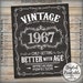 1967 Birthday Sign Better With Age Vintage Birthday Aged to - Etsy