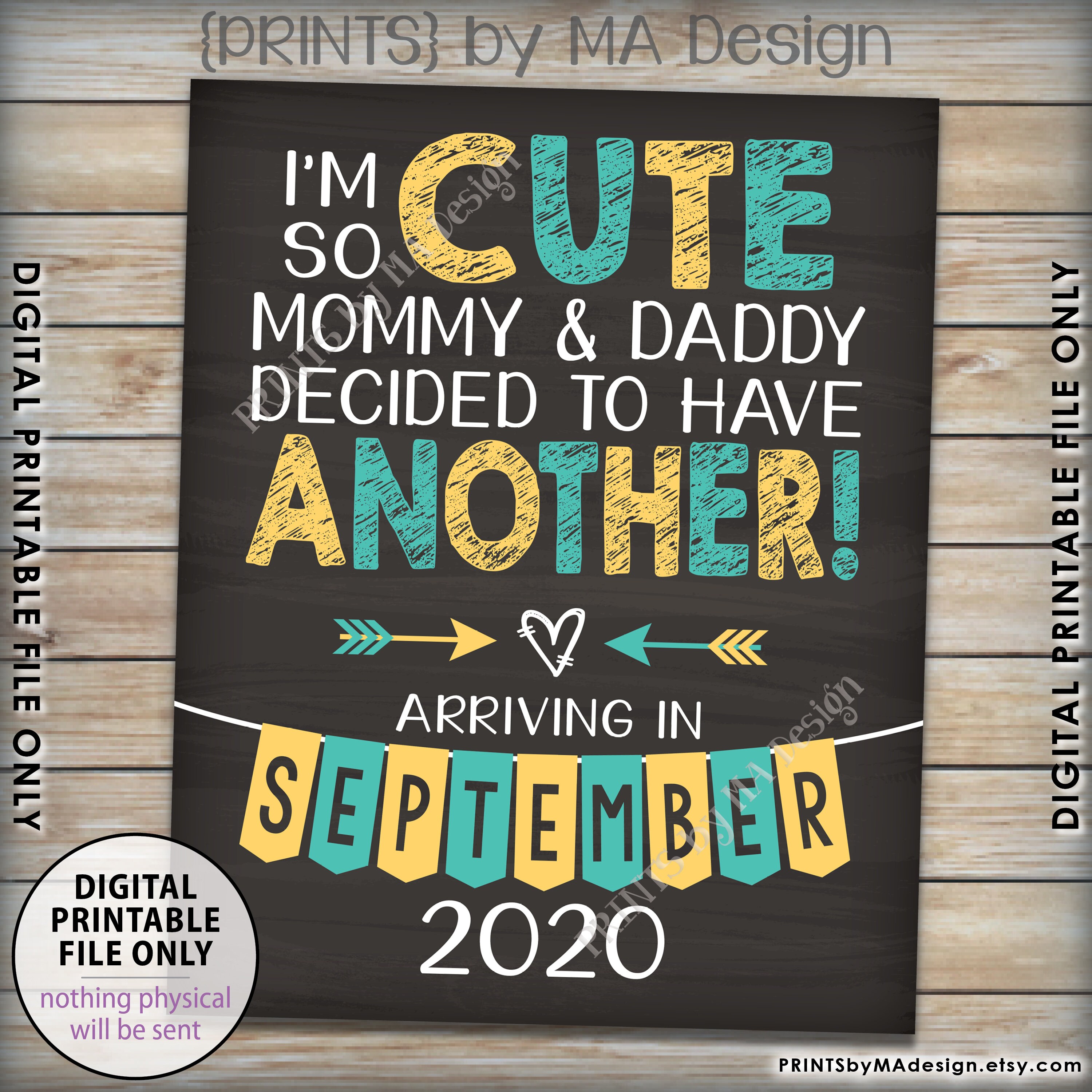 Baby Number 2 Pregnancy Announcement Sign, I'm So Cute Mommy and Daddy ...