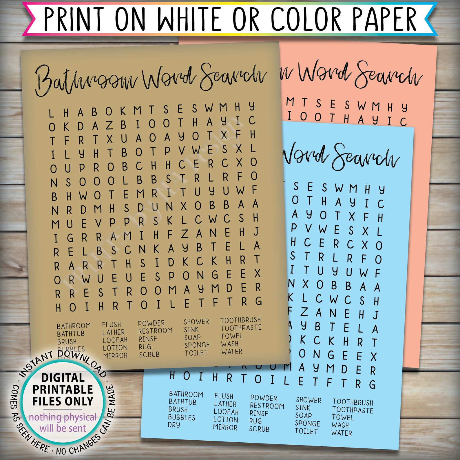 Bathroom Word Search Fun Bathroom Puzzle Housewarming Gift | Etsy