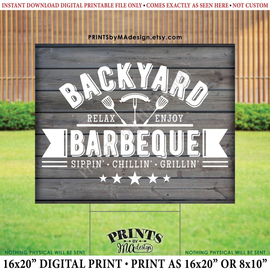 Backyard Barbeque Sign, Backyard BBQ, Barbie Grill Smokehouse ...
