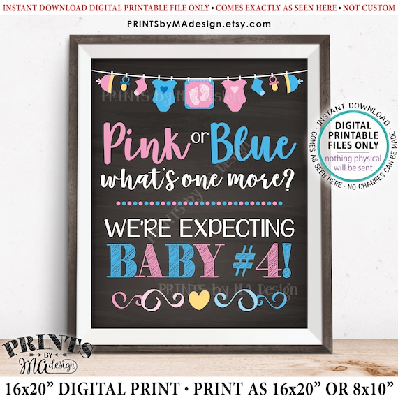 Baby Number 4 Pregnancy Announcement Pink or Blue What's | Etsy