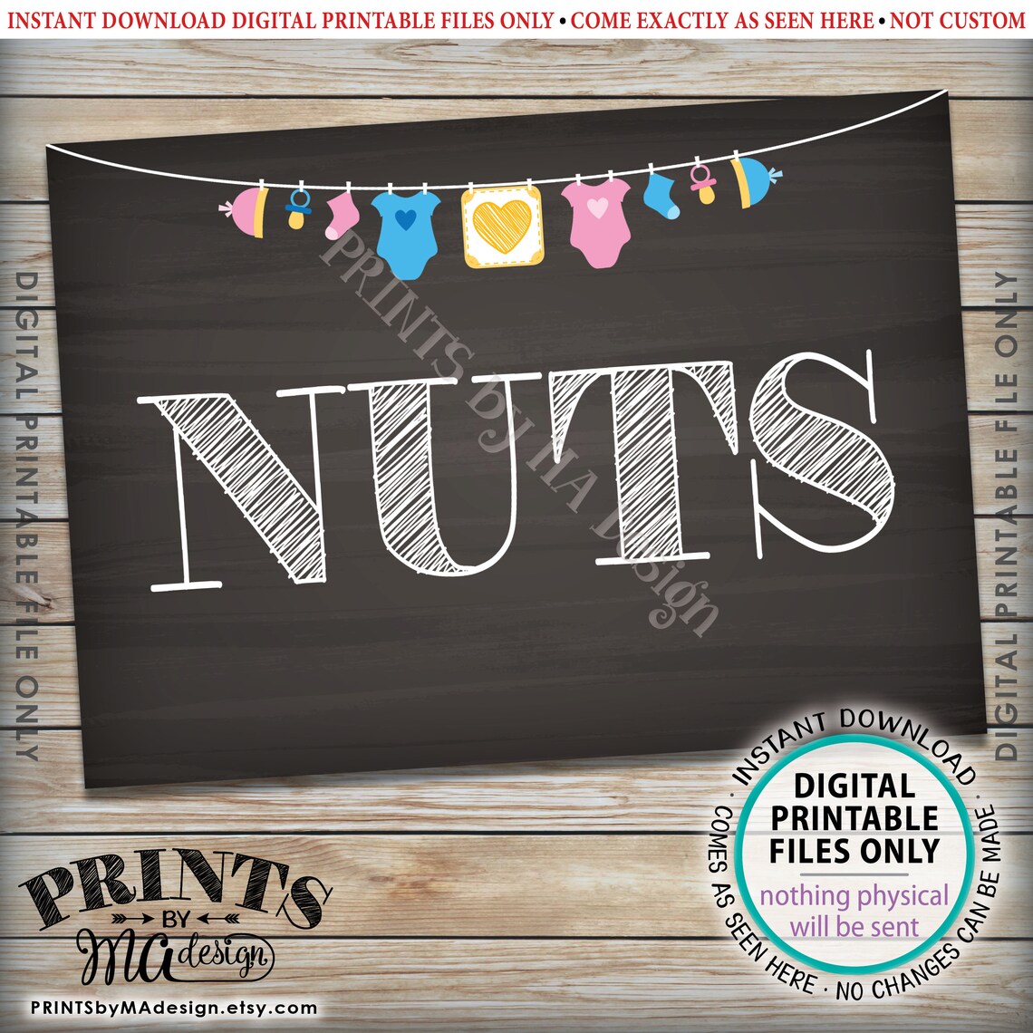 Nuts and No Nuts Signs Food Allergy Baby Shower Sign Nut | Etsy