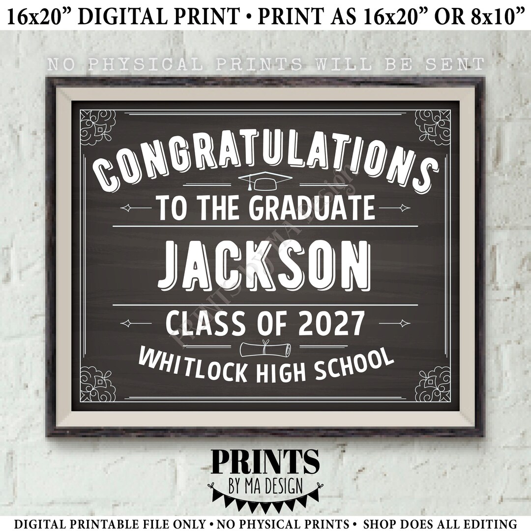 Graduation Party Decoration, Custom Grad Name Class Year and School ...