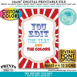 Custom Carnival Signs, Carnival Theme Party, Circus Birthday, Create up ...