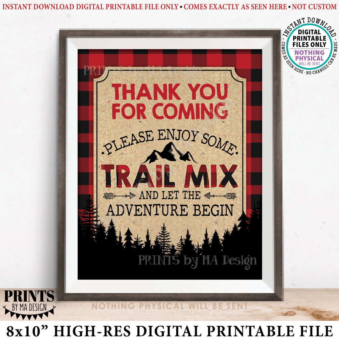 Lumberjack Trail Mix Sign Thank You for Coming Enjoy Some - Etsy
