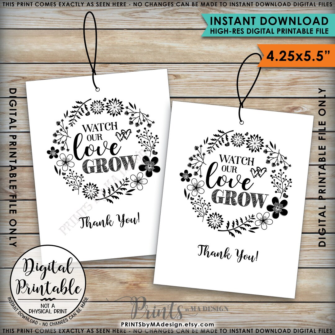 Watch Our Love Grow Tags, Wedding Tags, Succulents Plant Seeds Saplings ...