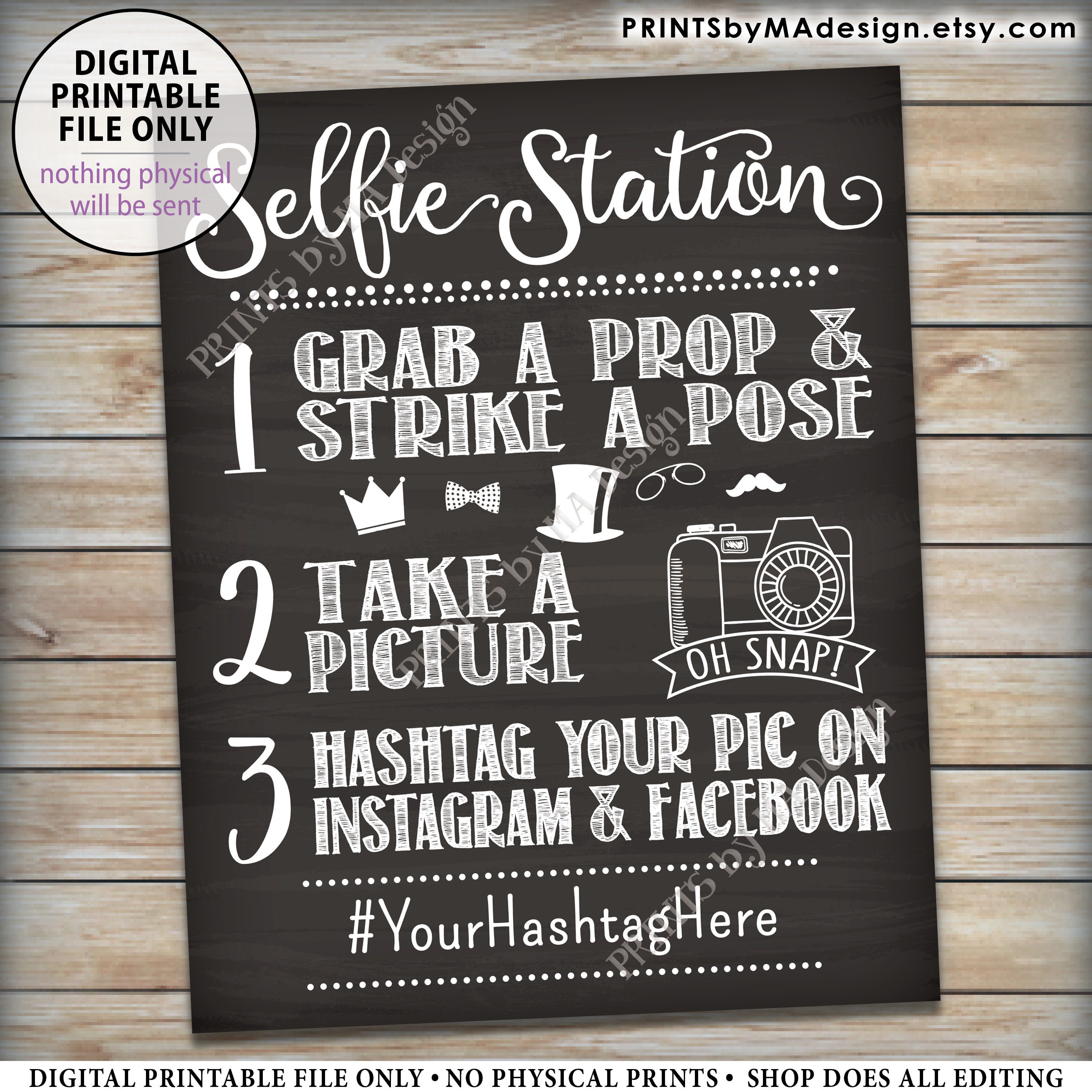 Selfie Station Sign, Share on Instagram & Facebook, PRINTABLE 8x10 ...