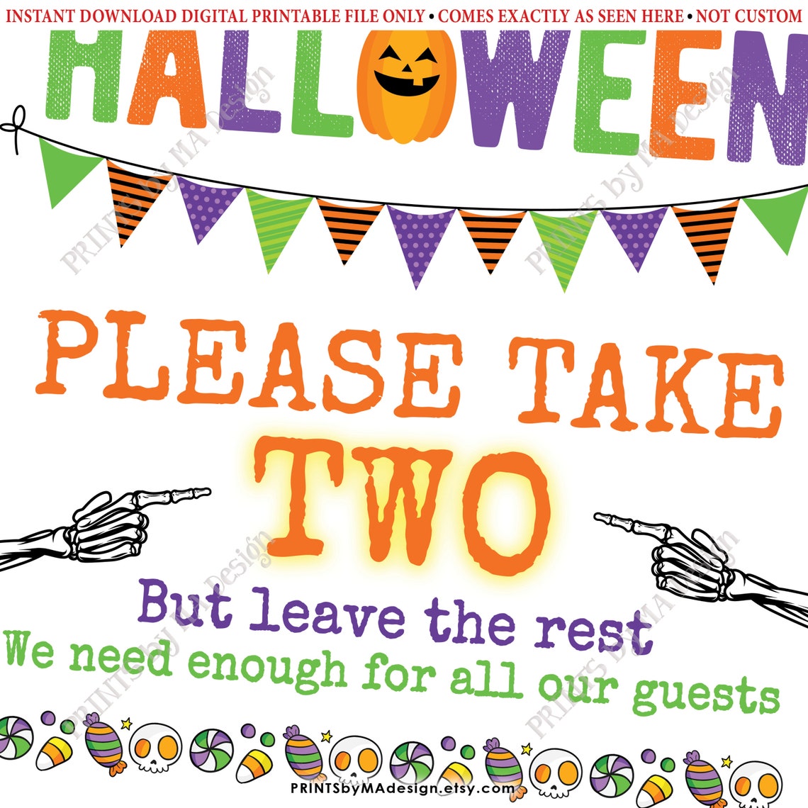 Please Take Two Treats Sign Happy Halloween Trick-or-treat | Etsy