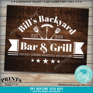 Editable BBQ Sign, Backyard Barbecue, Barbie Grill Smokehouse ...