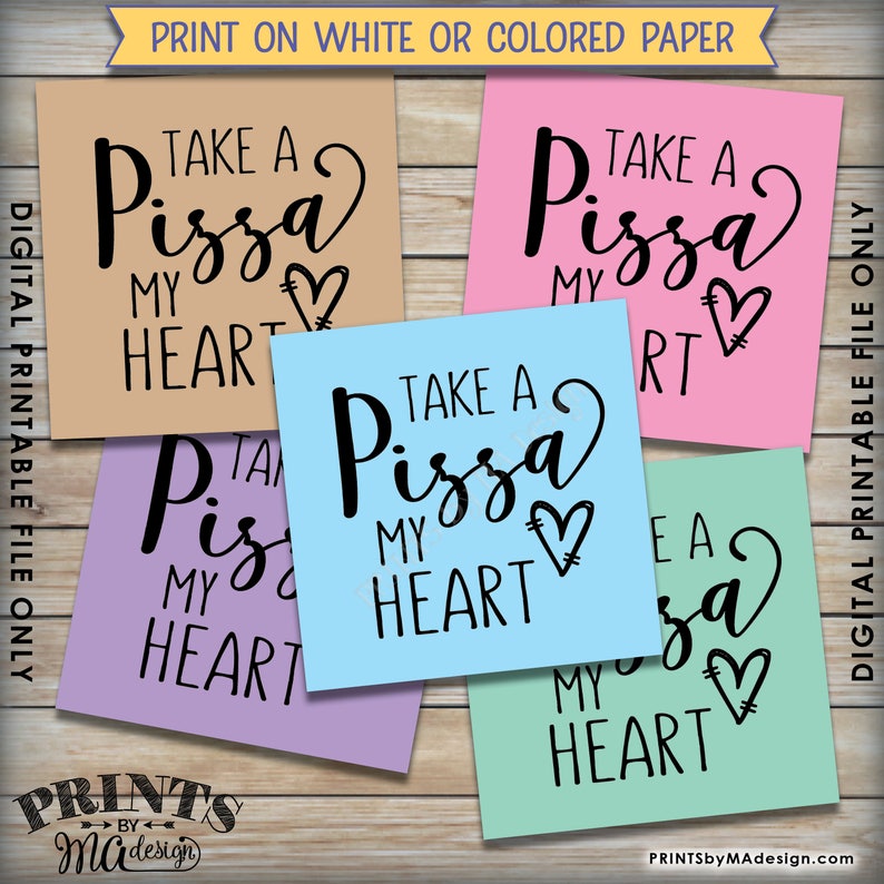 Pizza Labels Take a Pizza My Heart Valentine's Day Pizza | Etsy