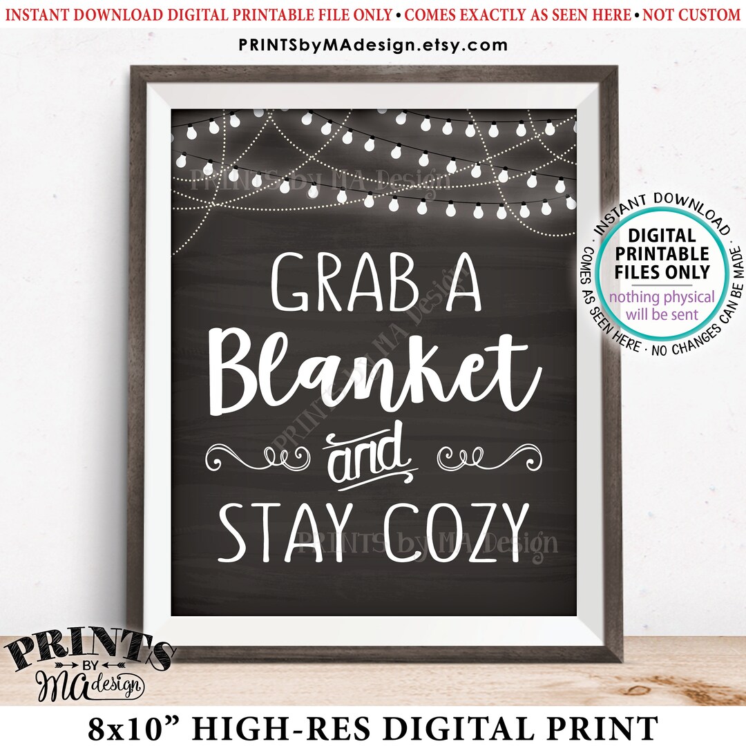 Blanket Sign, Grab a Blanket & Stay Cozy, Warm up Here, Party Favors ...