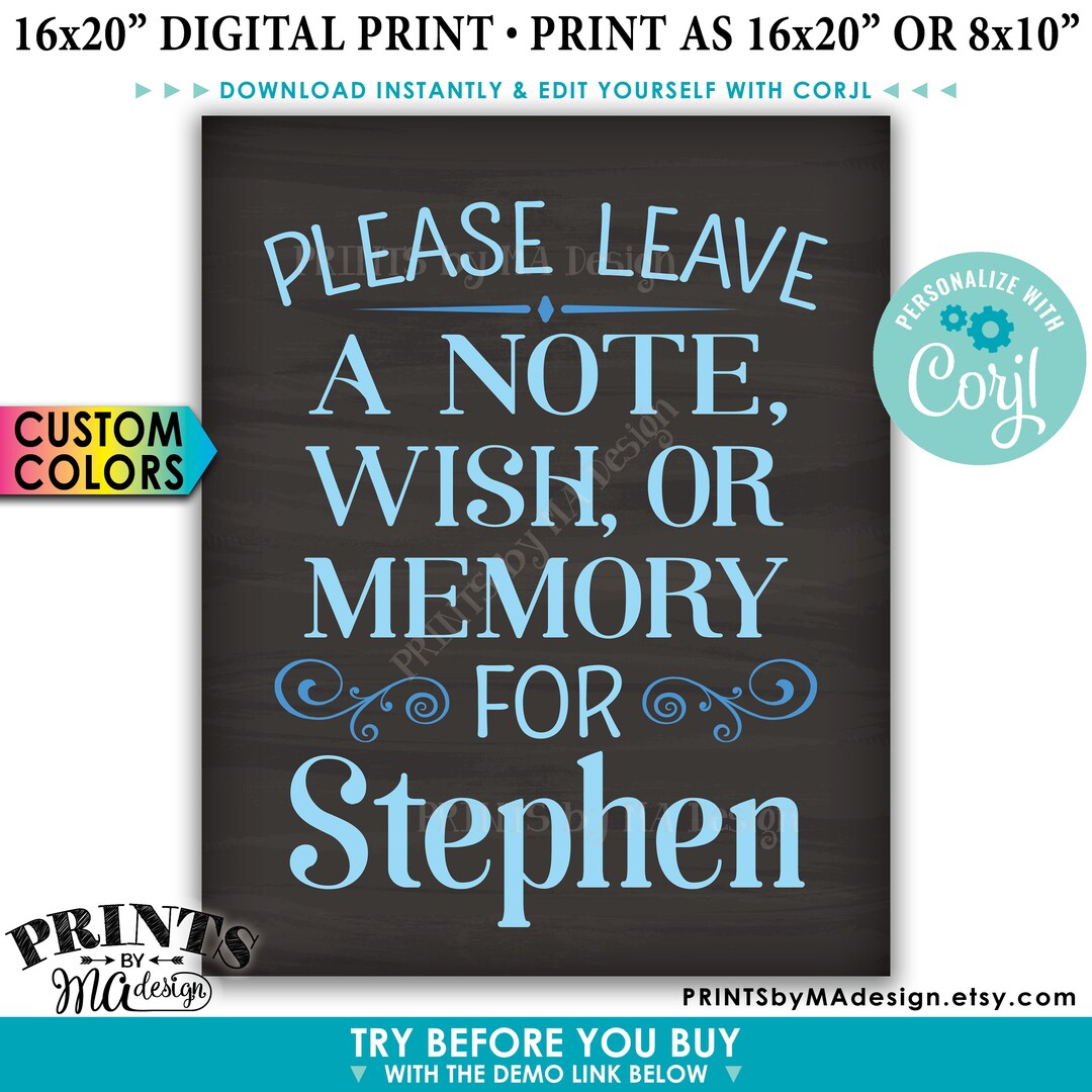 Please Leave a Note Wish or Memory Sign, Write a Message Sign ...