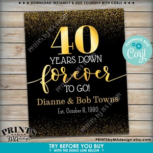 Years Down Forever to Go Anniversary Party Sign, Any Year, Custom ...