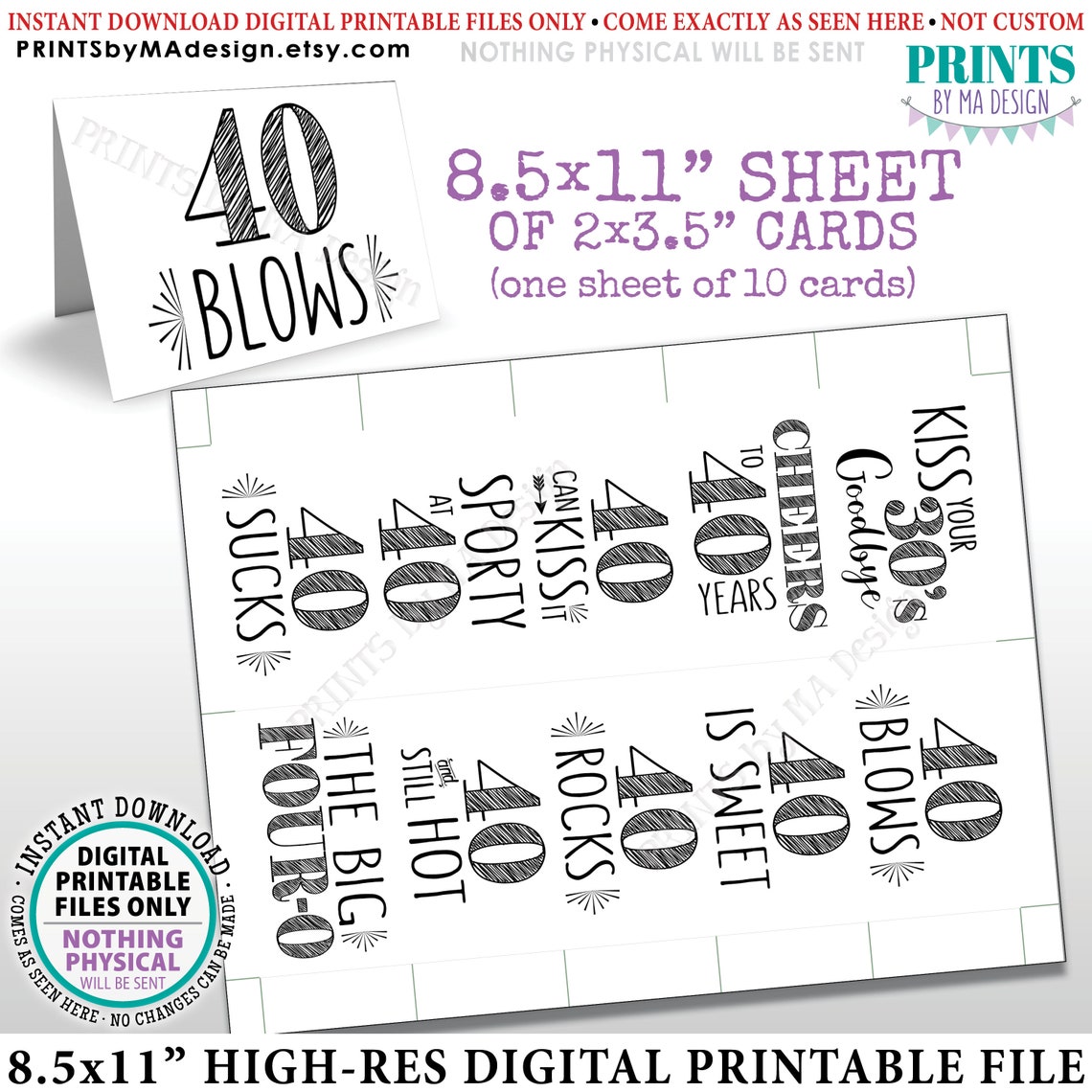 40th Birthday Party Candy Signs, Cheers to 40 Candy Bar, 40 Sucks Blows ...