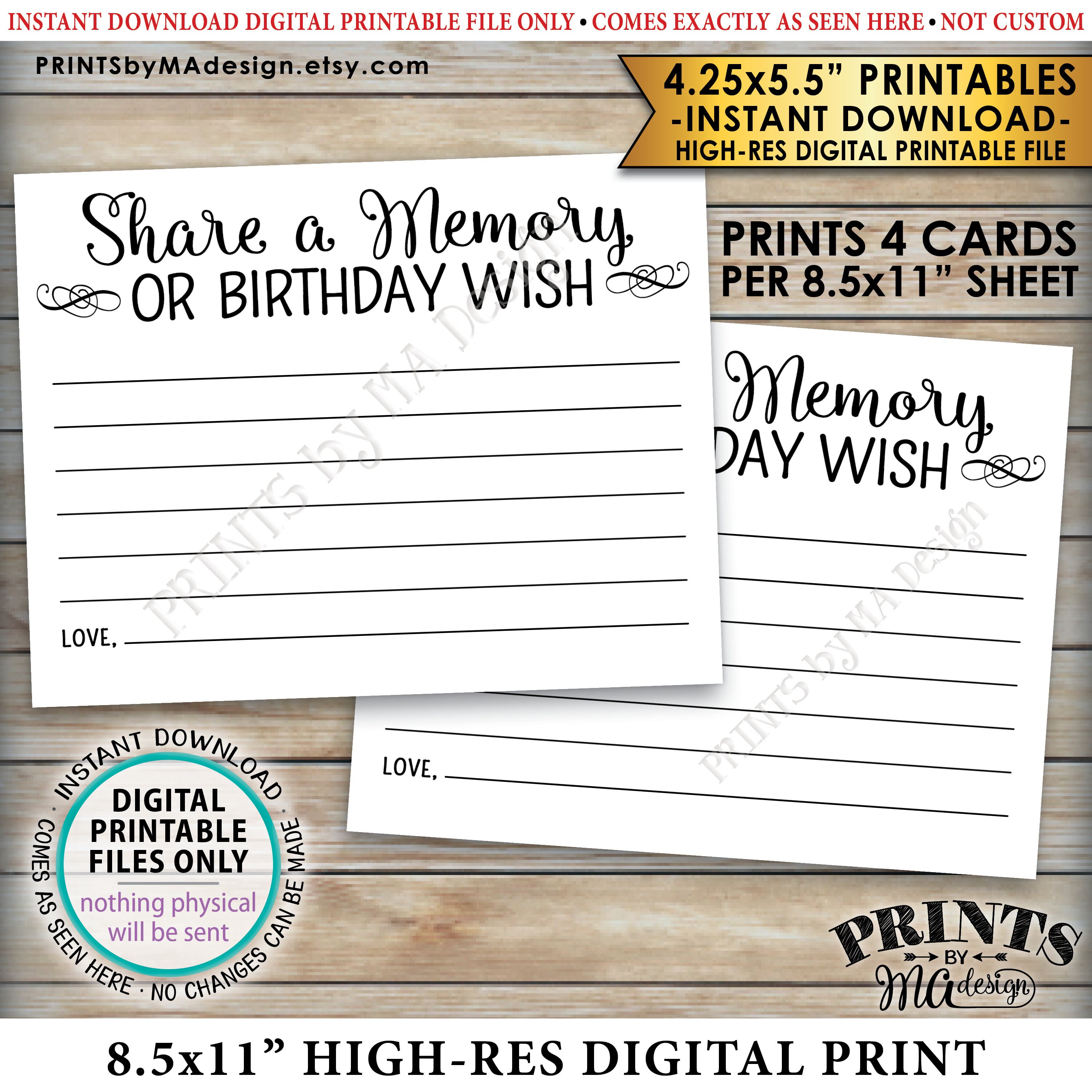Share a Memory Card, Share Memories or a Birthday Wish, Write a Memory ...