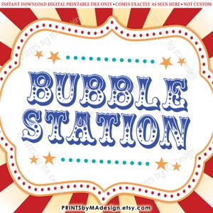 Bubble Station Sign, Carnival Party Bubble Sign, Circus Party ...