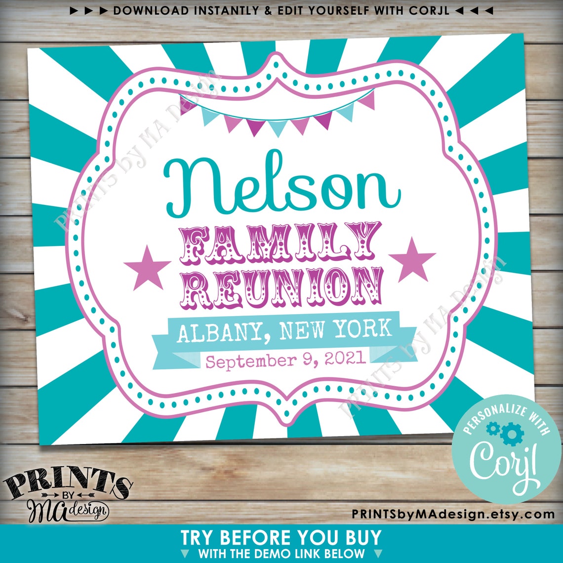 Family Reunion Sign Carnival Themed Family Reunion Banner | Etsy