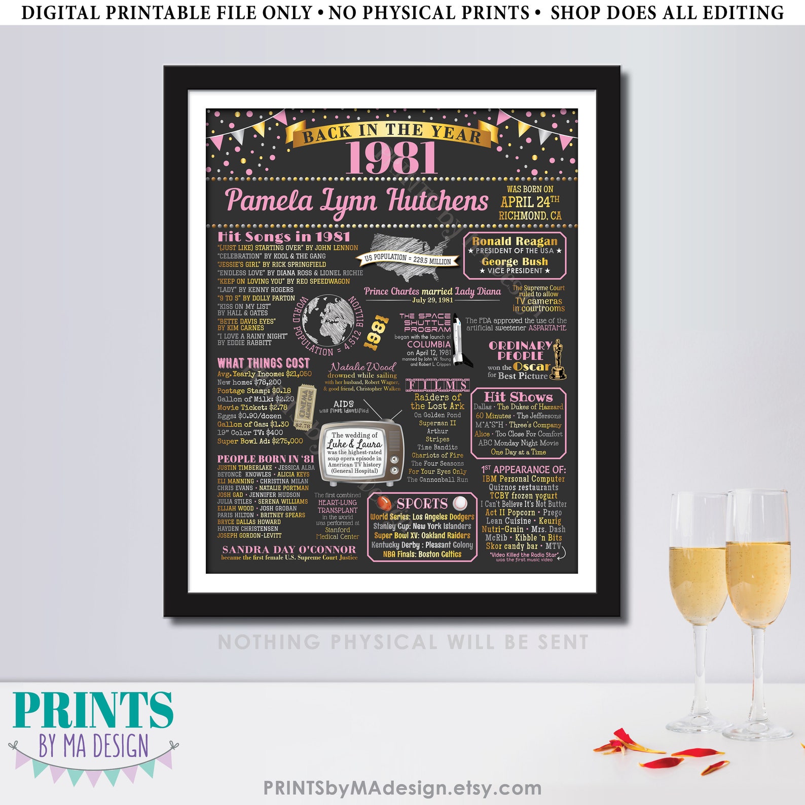 Back in the Year 1981 Birthday Sign Flashback to 1981 Poster - Etsy