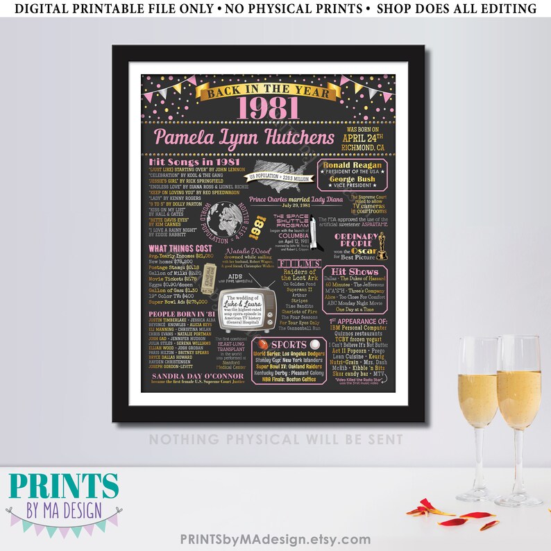 Back in the Year 1981 Birthday Sign Flashback to 1981 Poster - Etsy